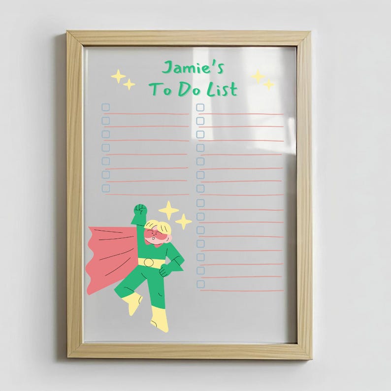 Personalized Kids Checklist Chore Chart, Visual Schedule for Toddlers ...