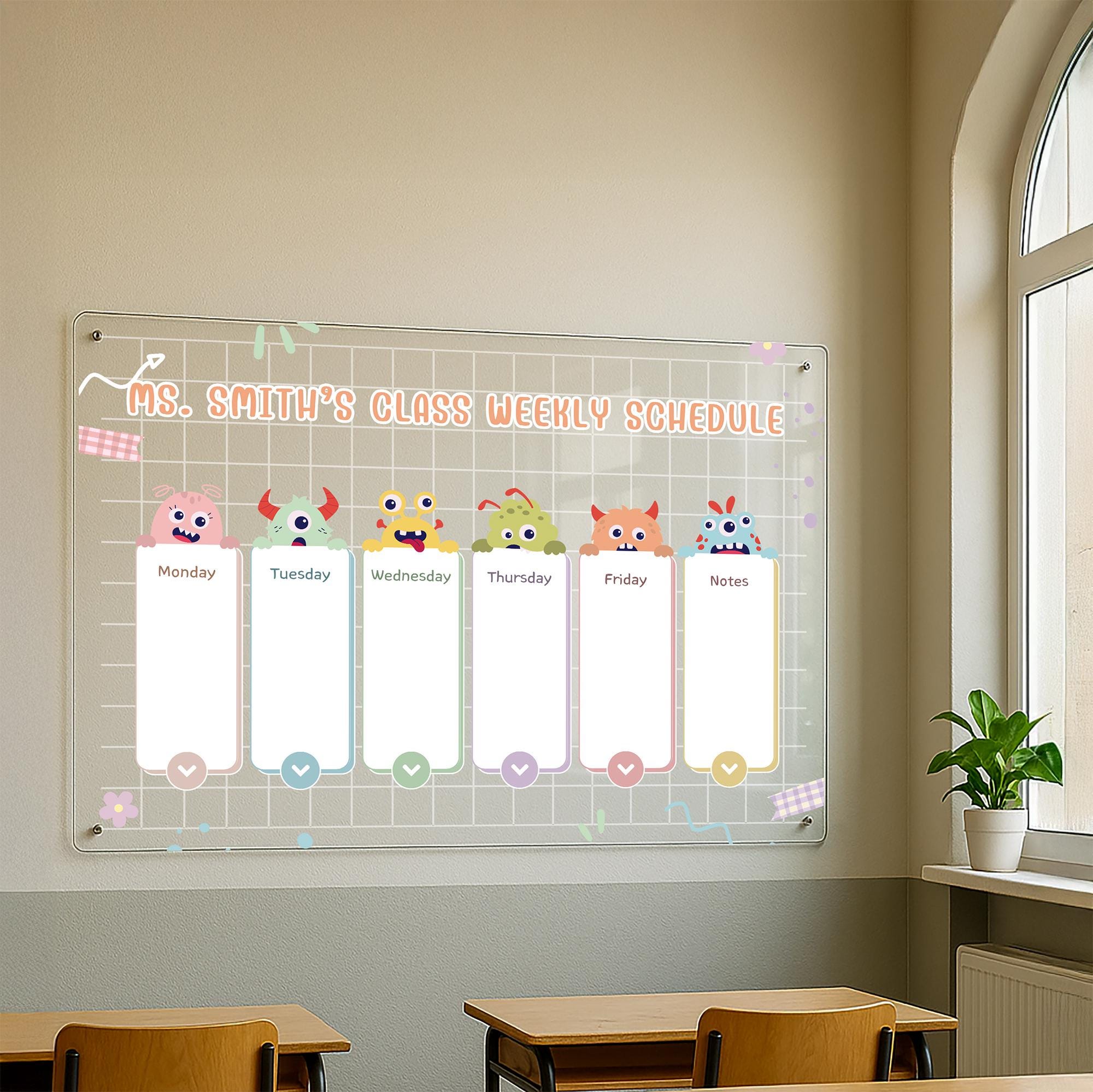 Custom Acrylic Weekly Schedule Board for Kids, Personalized Dry Erase ...