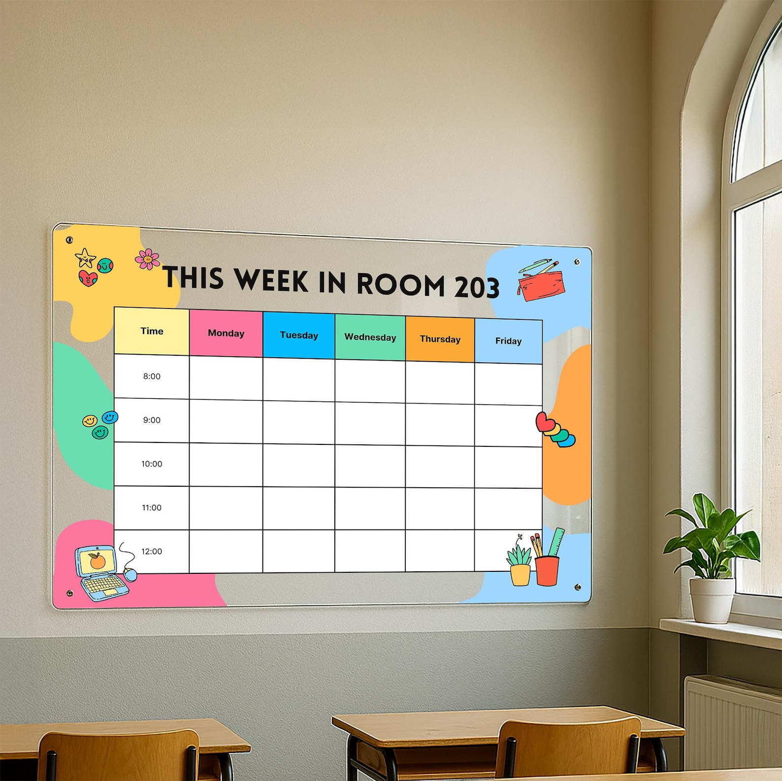 Custom Acrylic Weekly Schedule Board for Kids, Personalized Dry Erase ...
