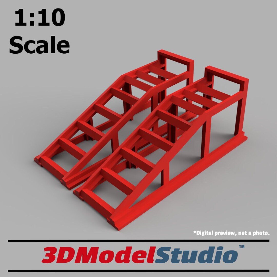 1:10 Scale 3D Model Vehicle Car Ramps (pair) Garage Diorama - Etsy