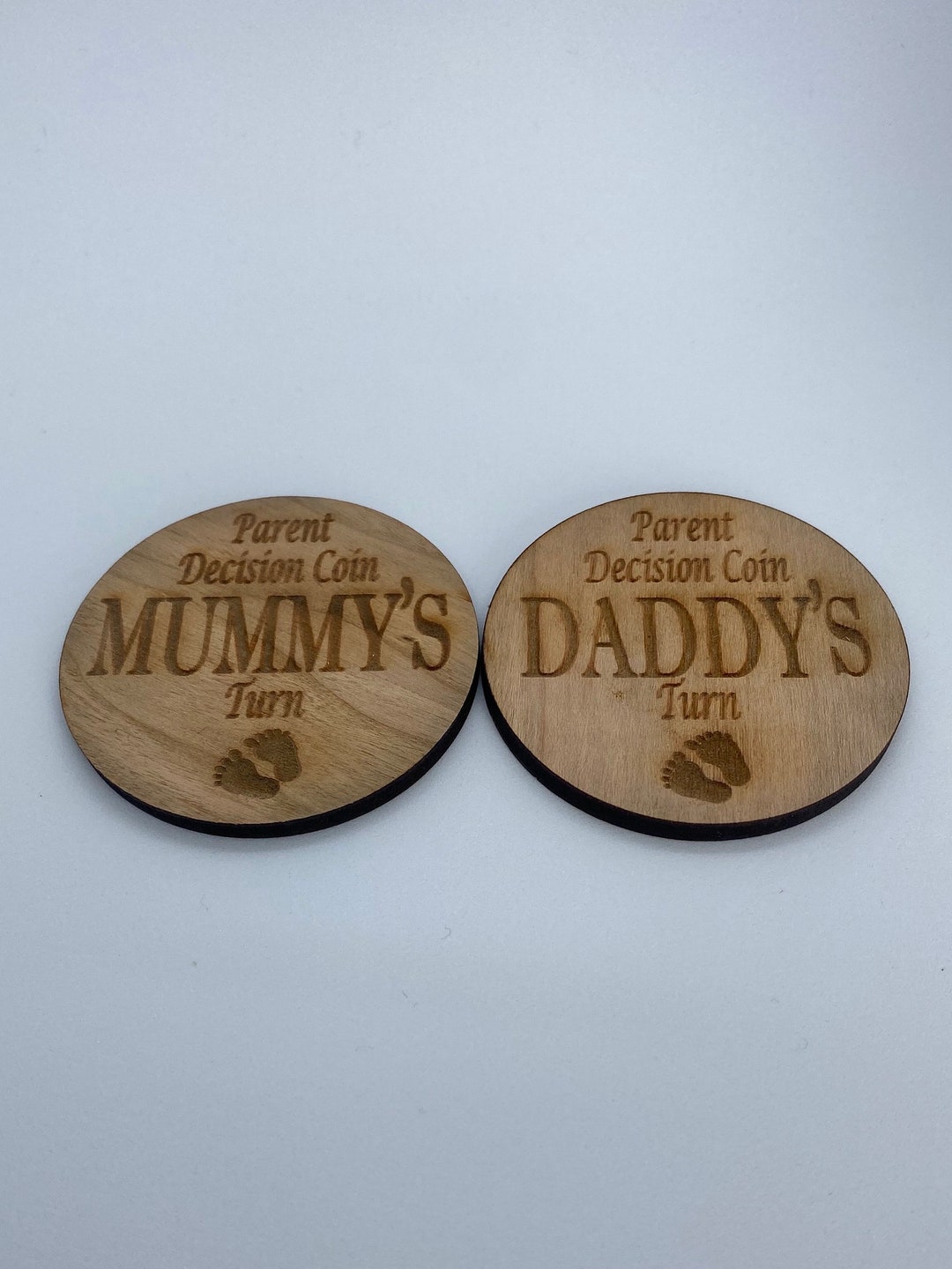 New Parent Coin Gift, Flip Coin, Baby Decision Making Wooden Coin Baby ...