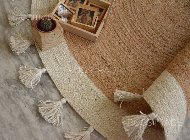 Natural Handwoven Round Jute Rug Round Boho Rug Large Round - Etsy
