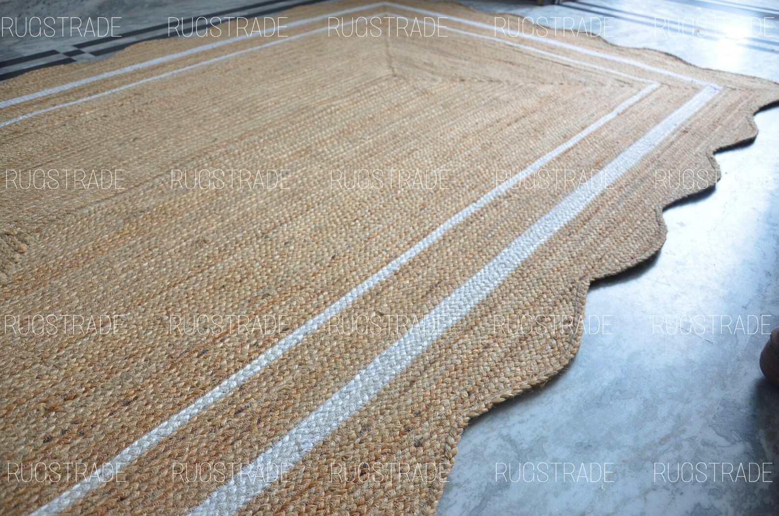 Jute Rug Scalloped Rug Jute Scalloped Rug Bohemian Scallop - Etsy