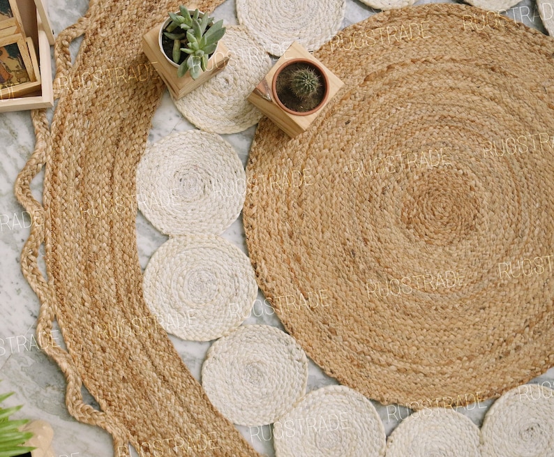 Round Rug - Round Jute Rug, Bohemian Round Rug, Natural Jute Rug ...