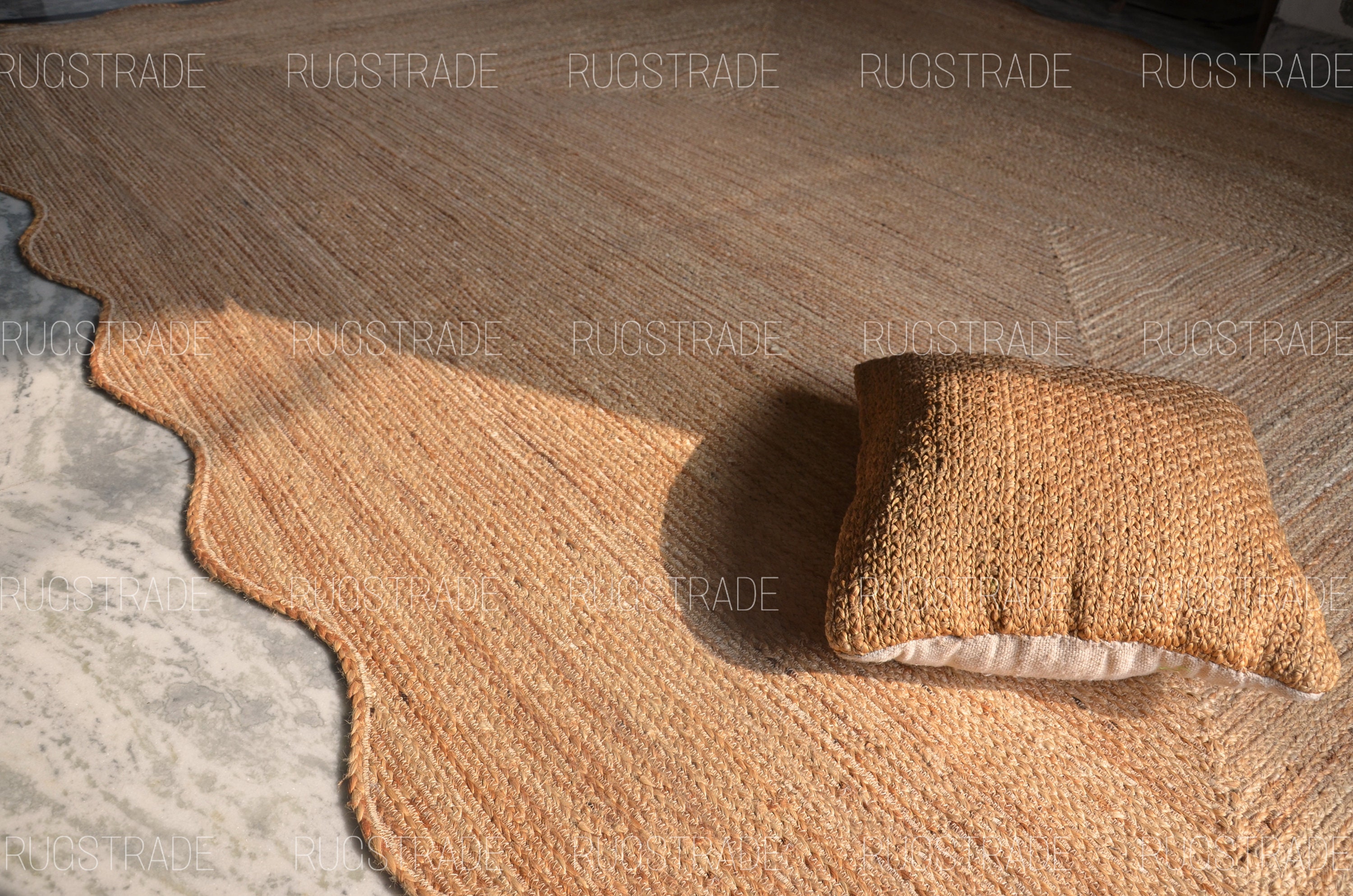 Natural Jute Rug Wavy Edge Rug Scalloped Jute Rug Bohemian - Etsy Australia