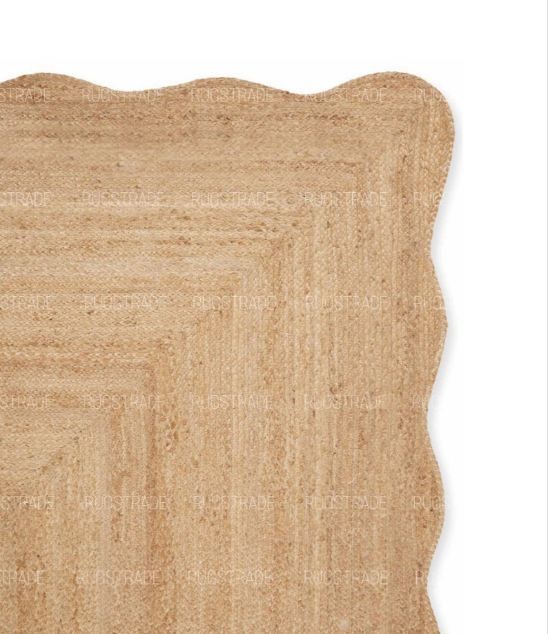 Natural Jute Rug Wavy Edge Rug Scalloped Jute Rug Bohemian - Etsy Australia