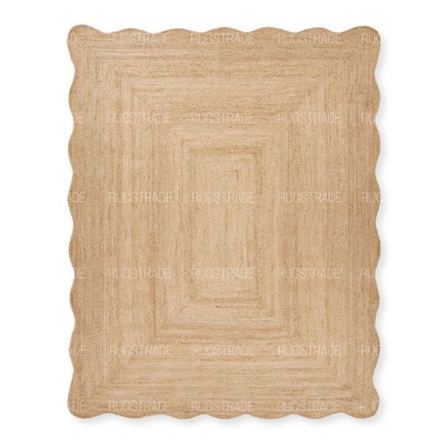 Scallop Jute Rug Natural Jute Wavy Edge Rug Scalloped Shape - Etsy