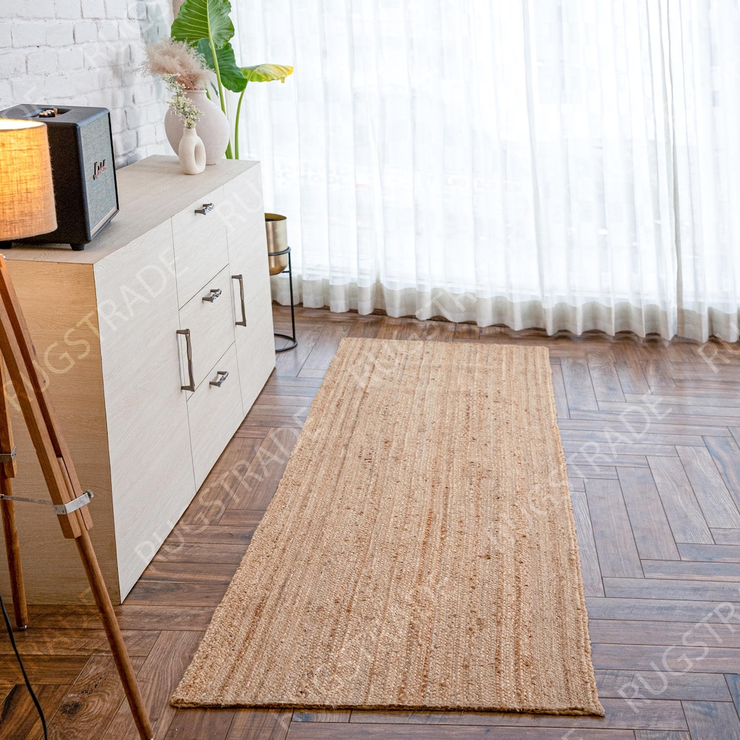 Jute Runner Rug - Natural Jute Runner Rug, Indian Handwoven Jute Rug ...