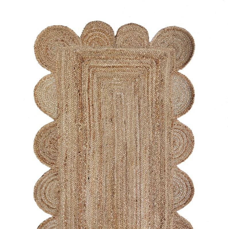 Runner Rug Scalloped Runner Rug Jute Runner Rug Bohemian - Etsy