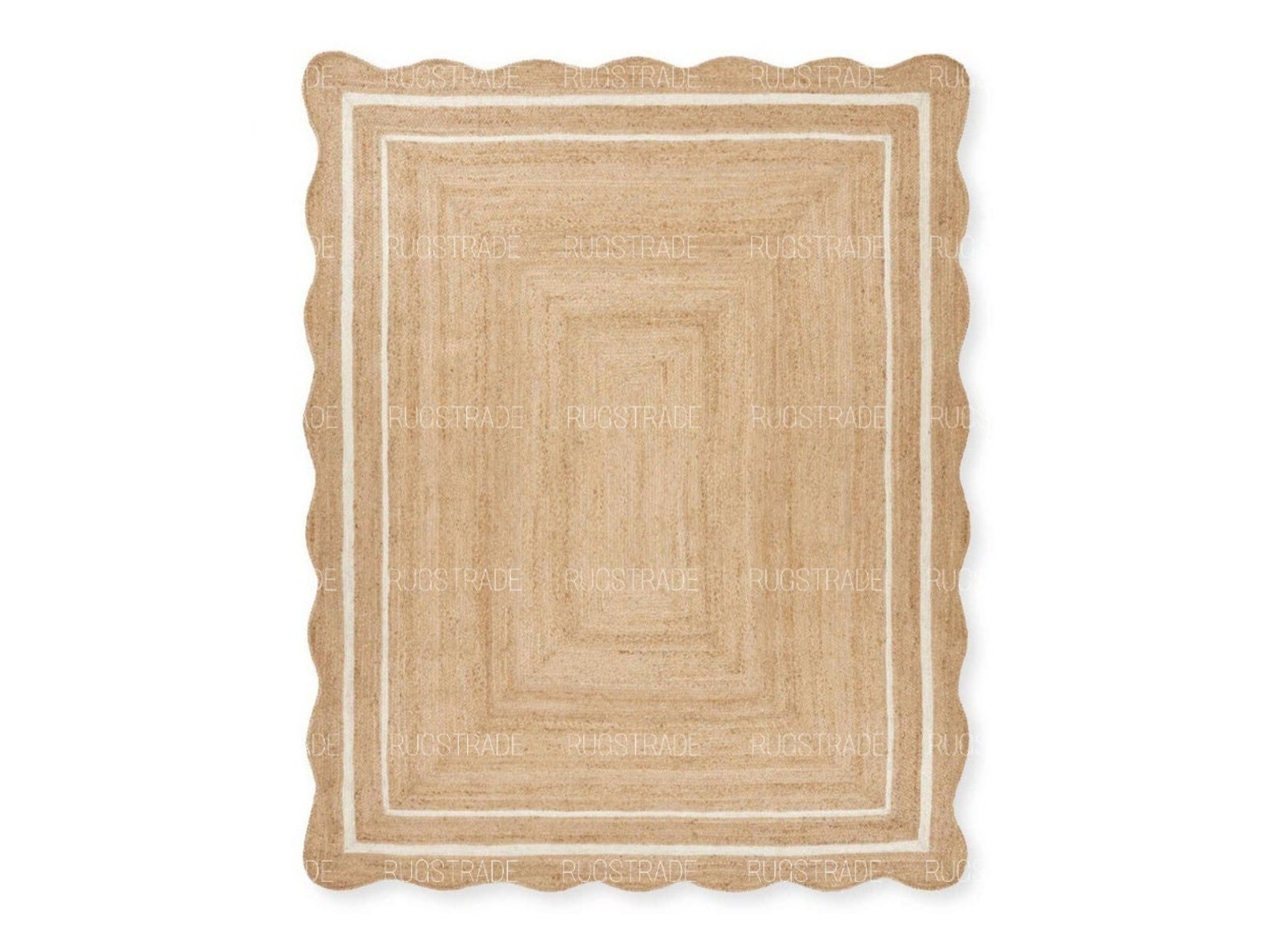 Jute Rug Scalloped Rug Jute Scalloped Rug Bohemian Scallop - Etsy