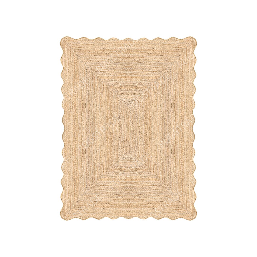 Scalloped Jute Rug- Jute Rug, Runner Rug, Door Mat, Handcrafted Rug ...