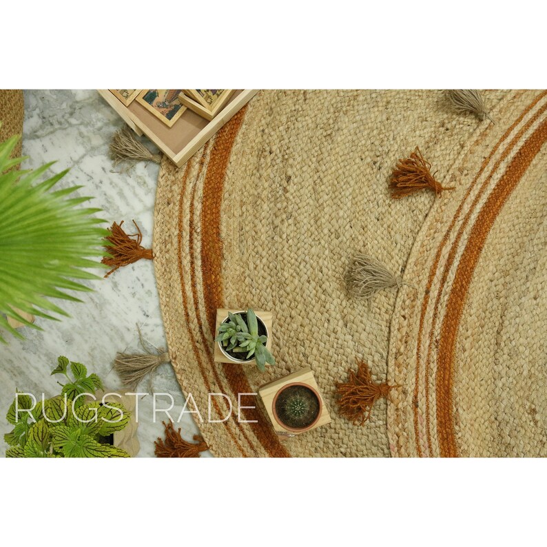 Natural Handwoven Round Jute Rug Round Boho Rug Large Round - Etsy
