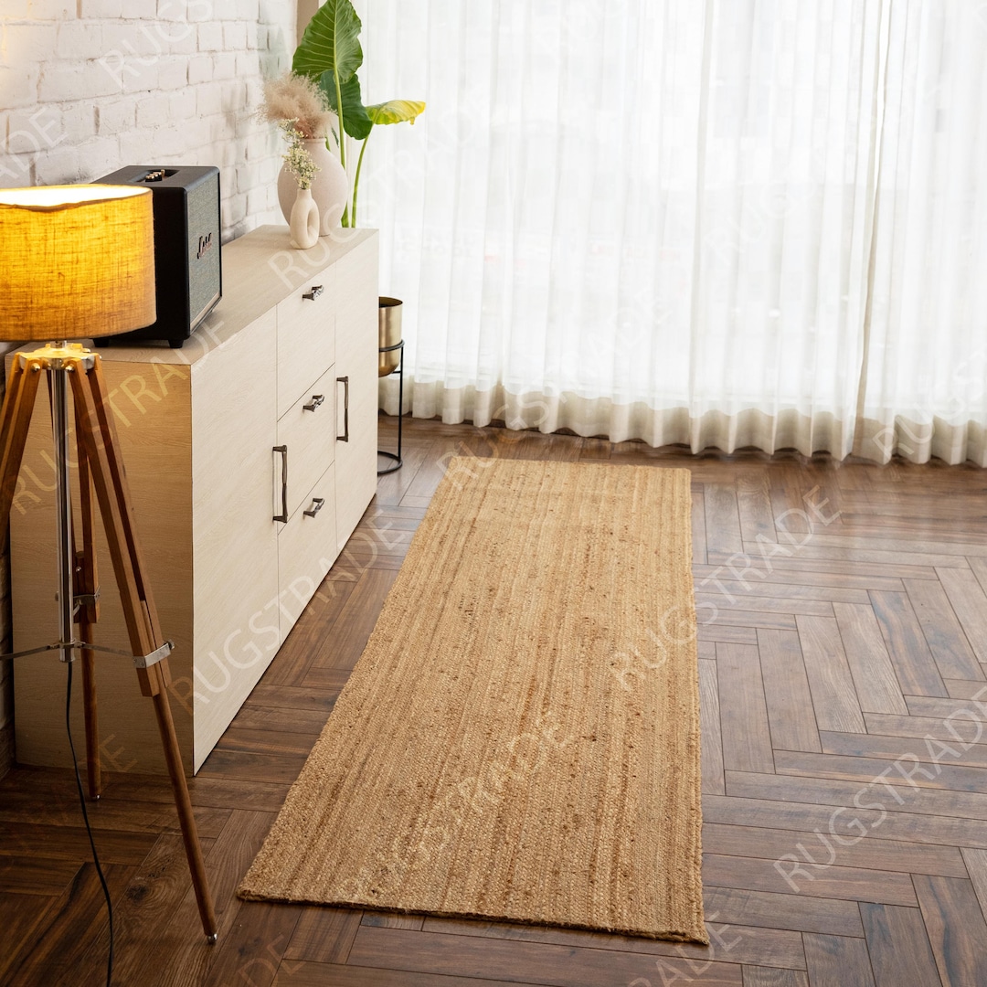 Jute Runner Rug Natural Jute Runner Rug, Indian Handwoven Jute Rug ...