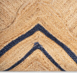 Jute Rug Blue Wavy Edge Jute Scallop Rug, Bohemian Jute Rug, Natural ...
