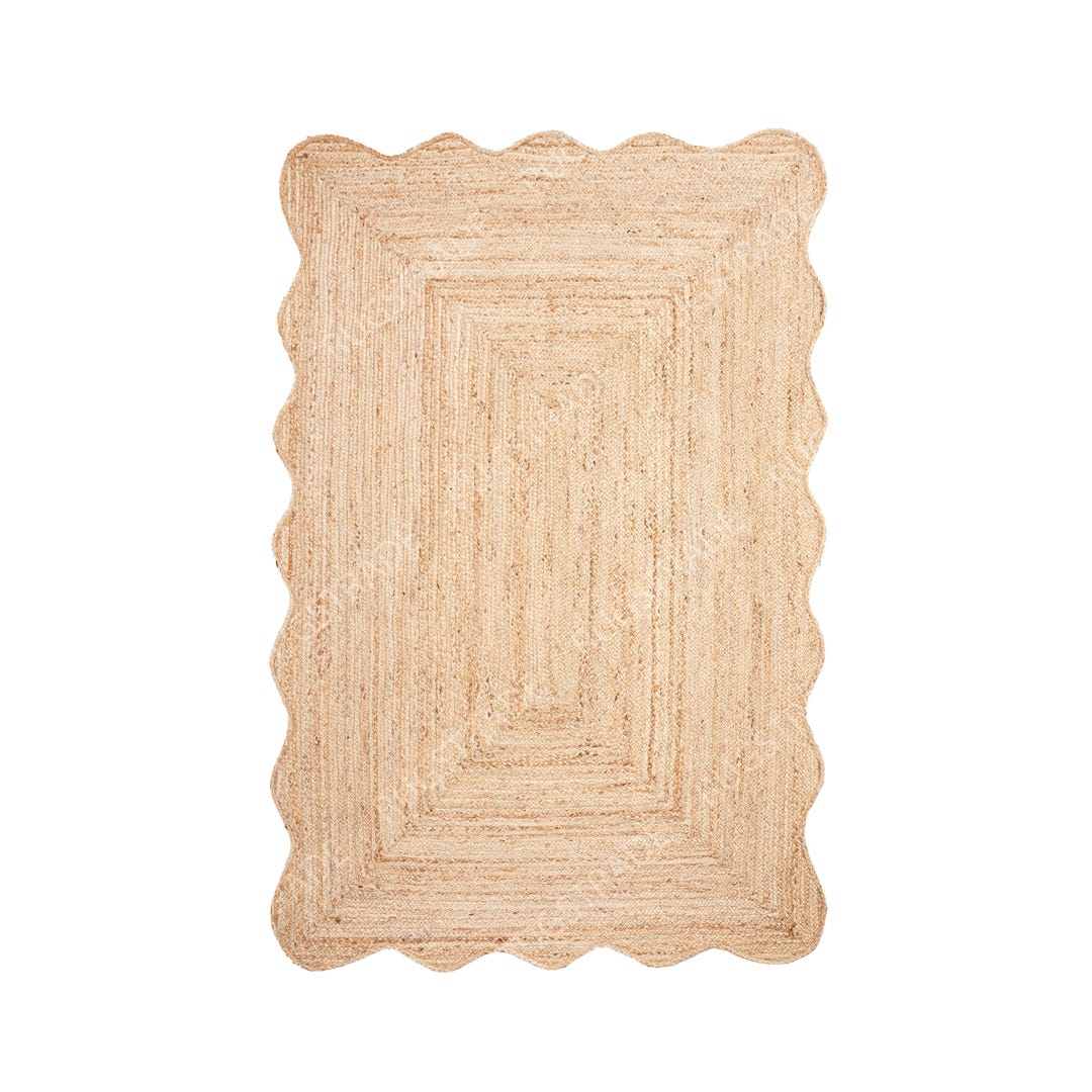 Natural Jute Rug Wavy Edge Rug, Scalloped Jute Rug, Bohemian Rug, Jute ...