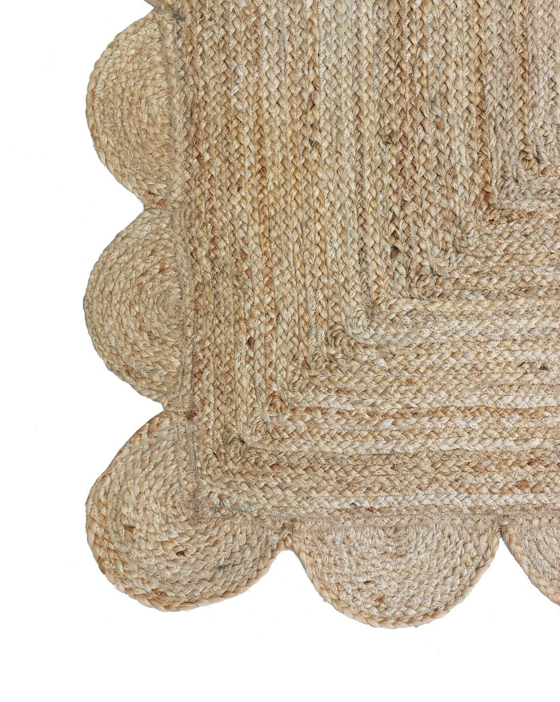Jute Rug Scallop Natural Jute Scalloped Rug Jute Rug - Etsy