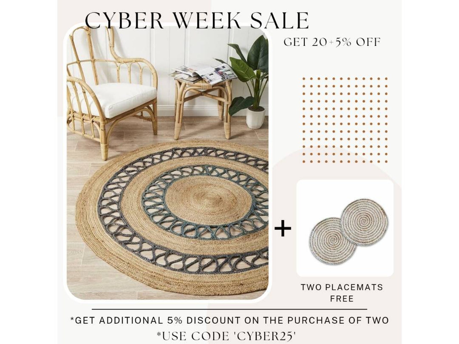 Natural Handwoven Jute Rug Round Round Boho Rug Large Round - Etsy