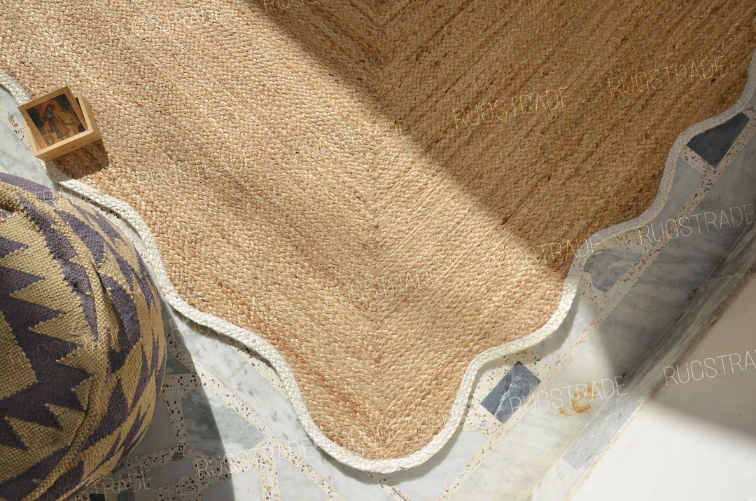 Scallop Rug Natural Jute Rug Scallop Jute Rug Scalloped - Etsy