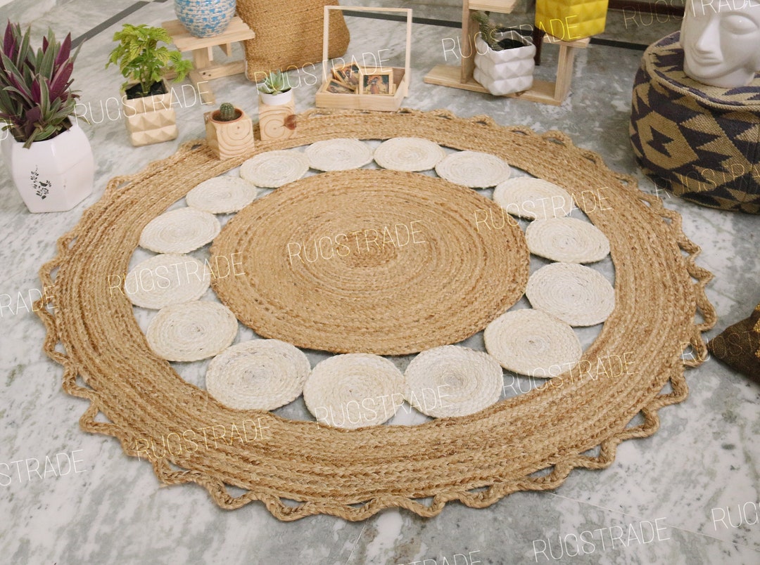 Round Rug - Round Jute Rug, Bohemian Round Rug, Natural Jute Rug ...