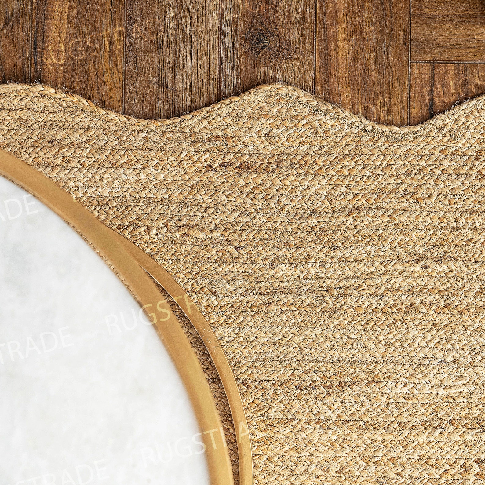 Natural Jute Rug Wavy Edge Rug, Scalloped Jute Rug, Bohemian Rug, Jute ...