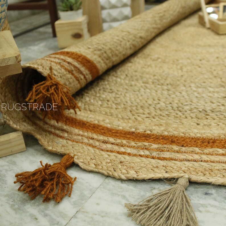 Natural Handwoven Round Jute Rug Round Boho Rug Large Round - Etsy