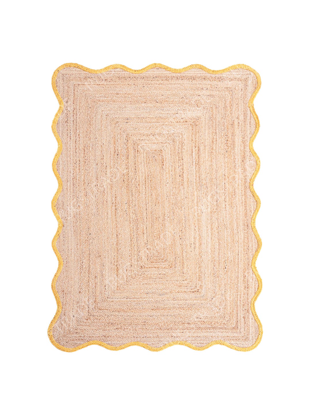 Scalloped Jute Rug Yellow Wave Edge Jute Rug, Jute Scalloped Rug ...