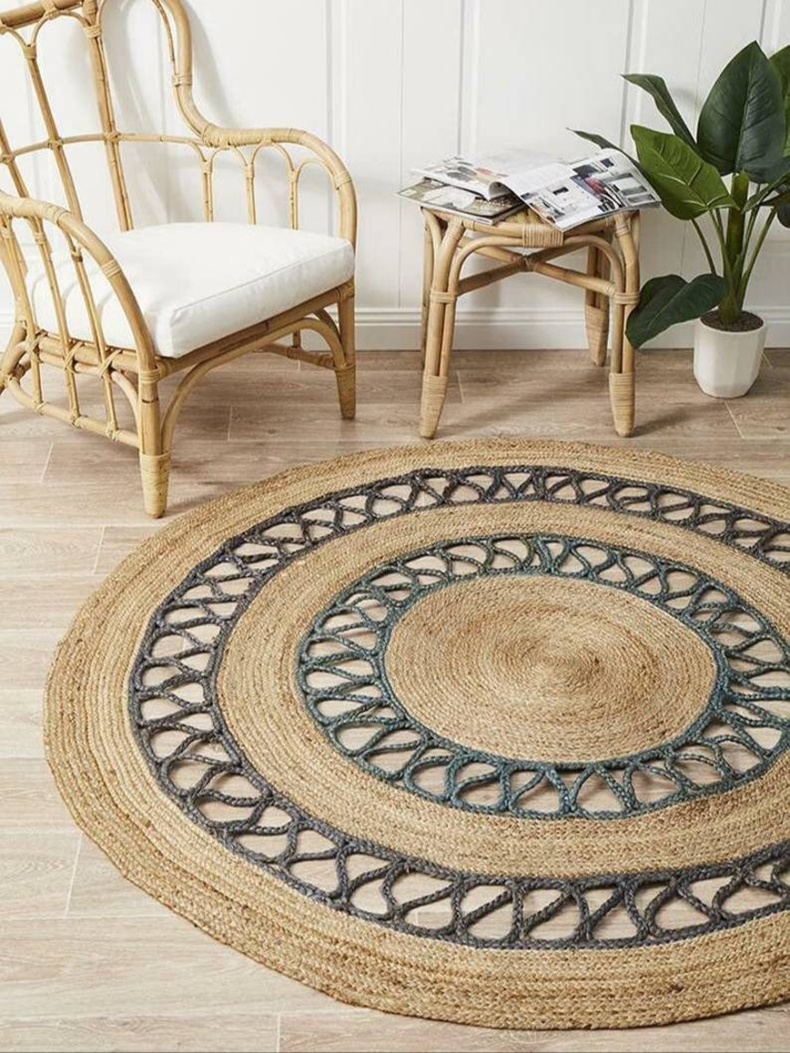 Natural Handwoven Jute Rug Round Round Boho Rug Large Round - Etsy