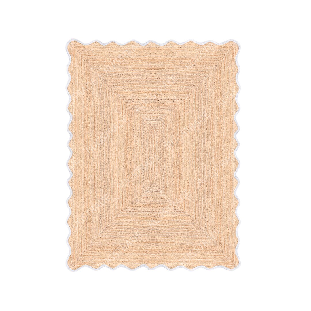 Scallop Rug- Natural Jute Rug, Scallop Jute Rug, Scalloped Rug, Area ...