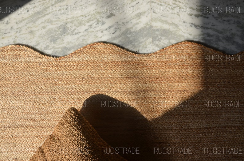 Natural Jute Rug Wavy Edge Rug Scalloped Jute Rug Bohemian - Etsy Australia