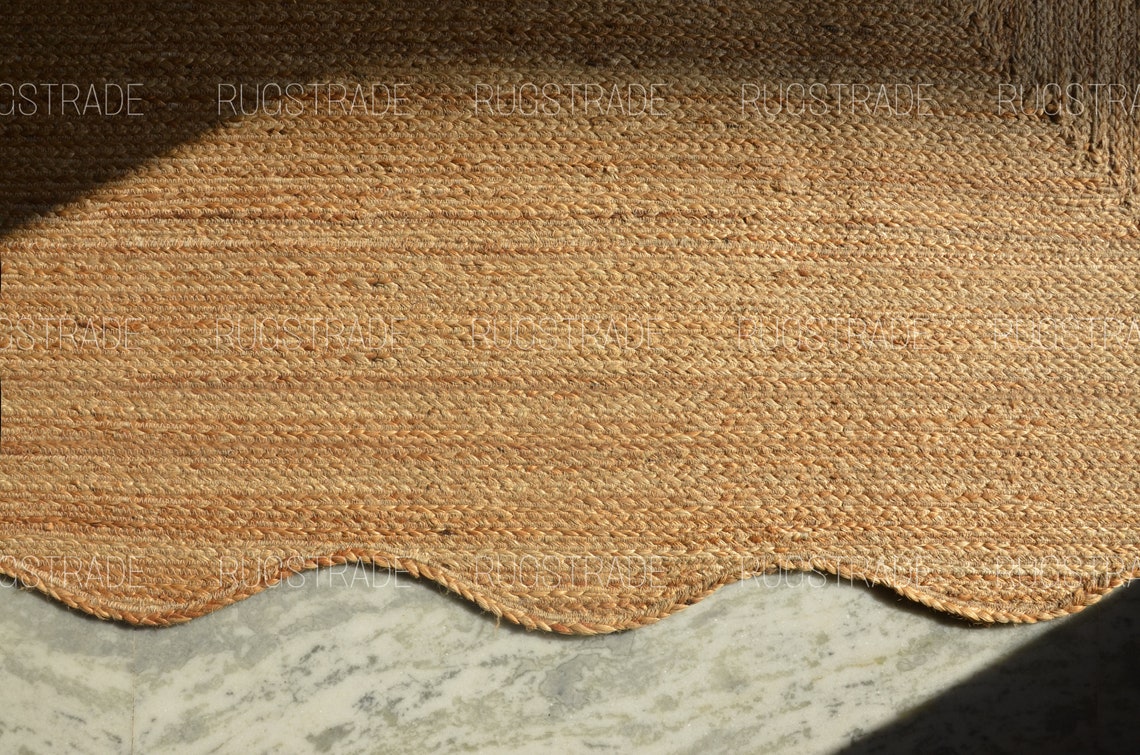 Natural Jute Rug Wavy Edge Rug Scalloped Jute Rug Bohemian - Etsy Australia