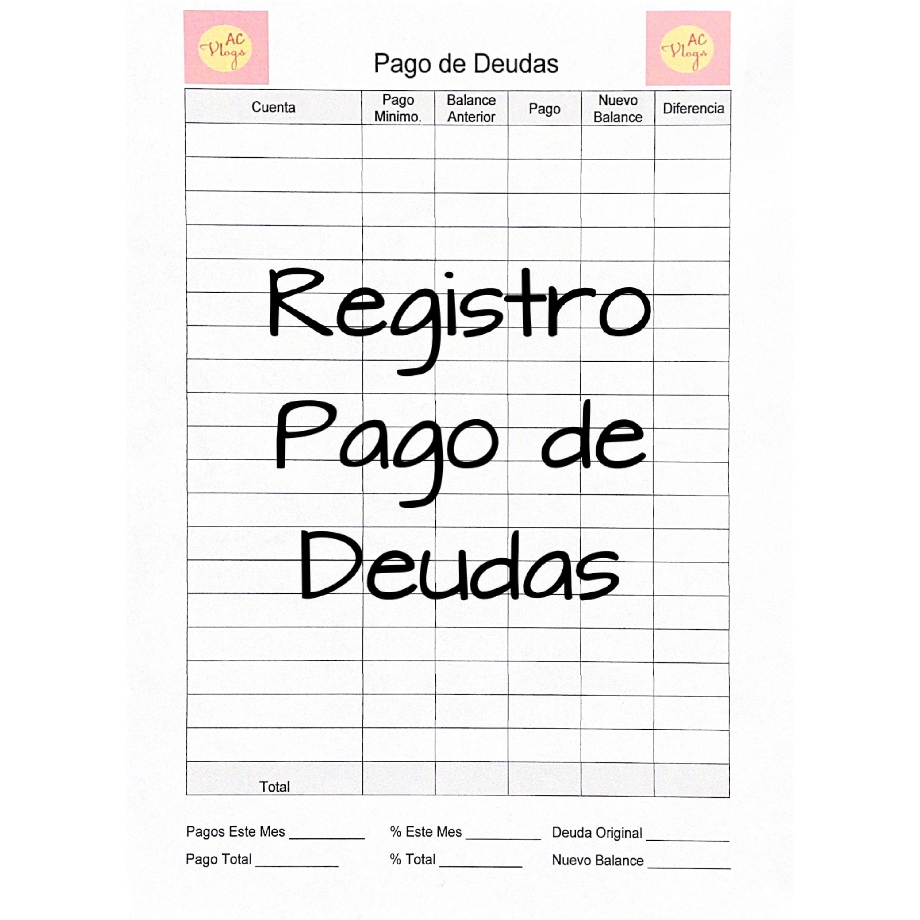 Registro Pago De Deudas - Etsy