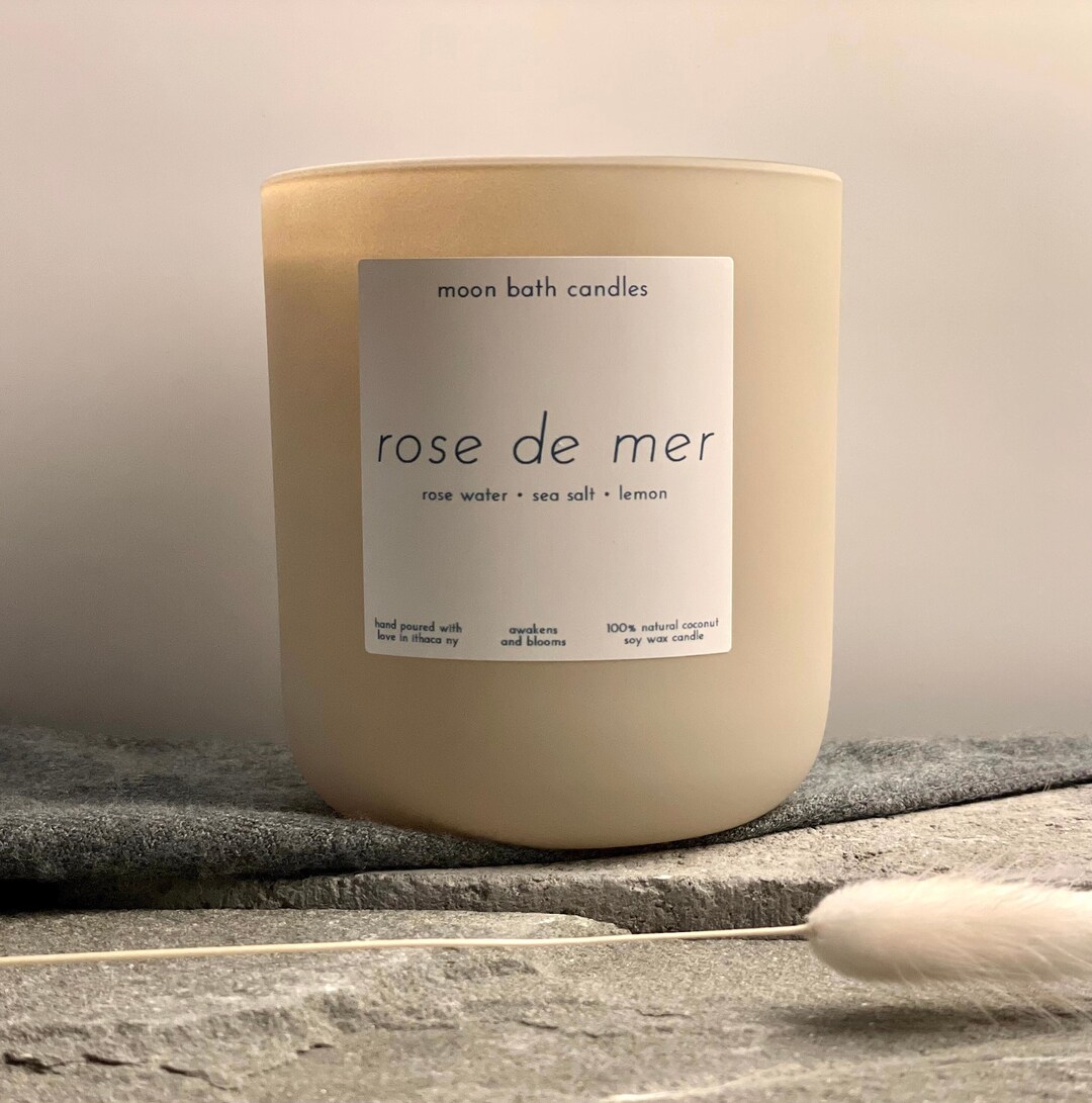 Rose Water and Sea Salt | Luxury Rose De Mer Candle Coconut Soy Wooden ...