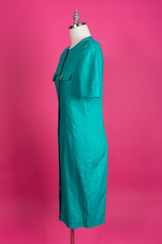 Vintage 80s Liz Claiborne Linen Sheath Dress with Scu… - Gem