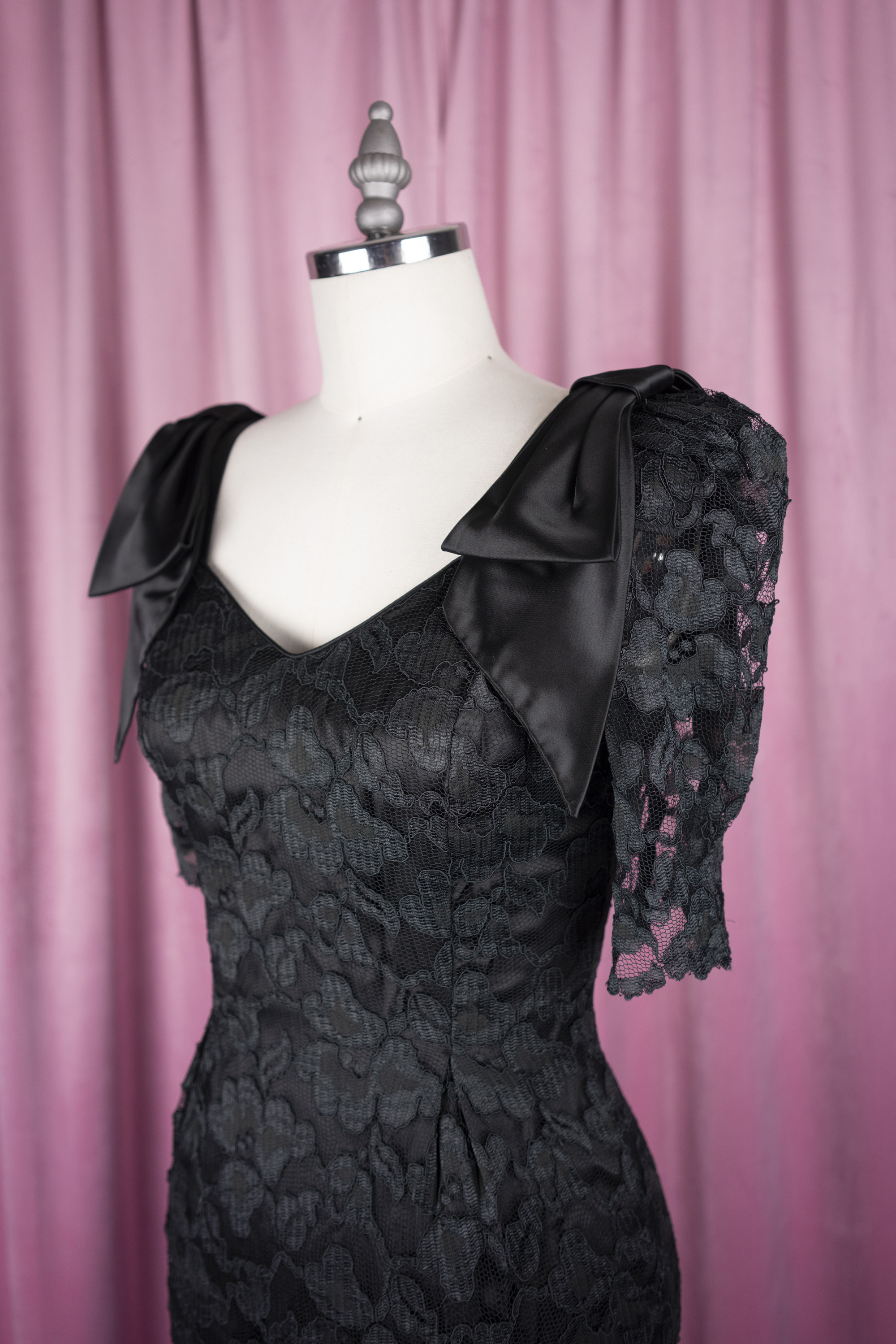 Vintage 80s Midnight Glo Black Lace Dress With Sweetheart - Etsy