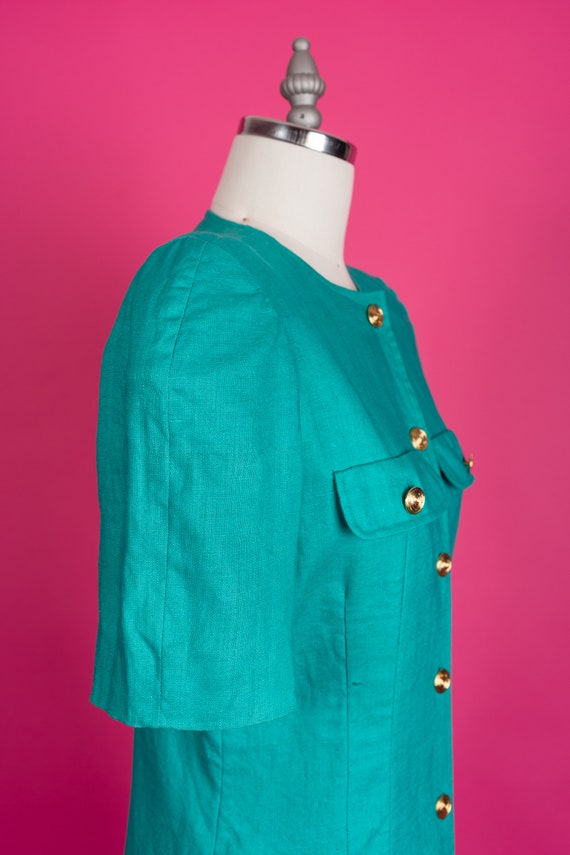 Vintage 80s Liz Claiborne Linen Sheath Dress with Scu… - Gem