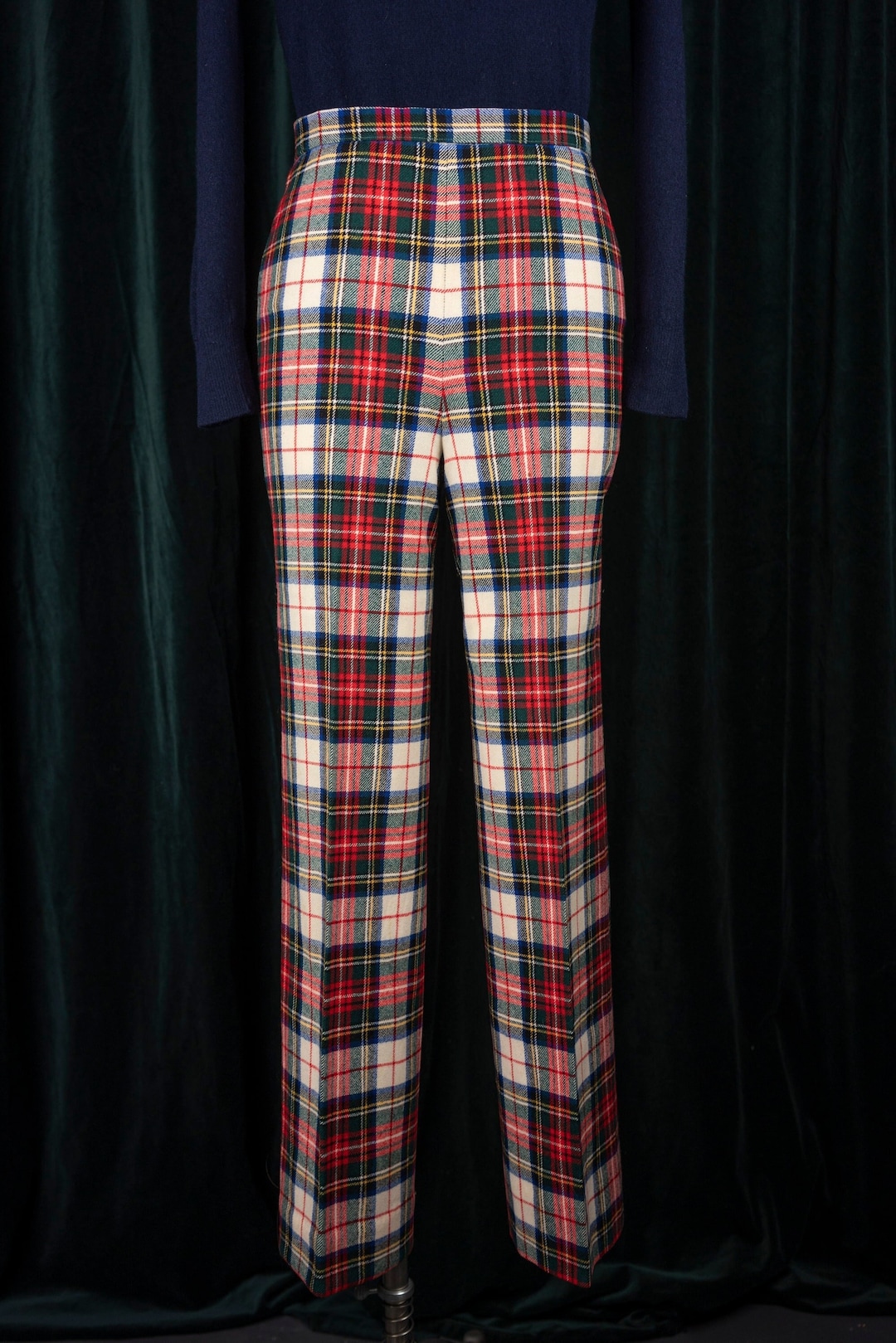 Vintage 1960s Pendleton Ivory Tartan Plaid Wool Flared / Straight Leg ...