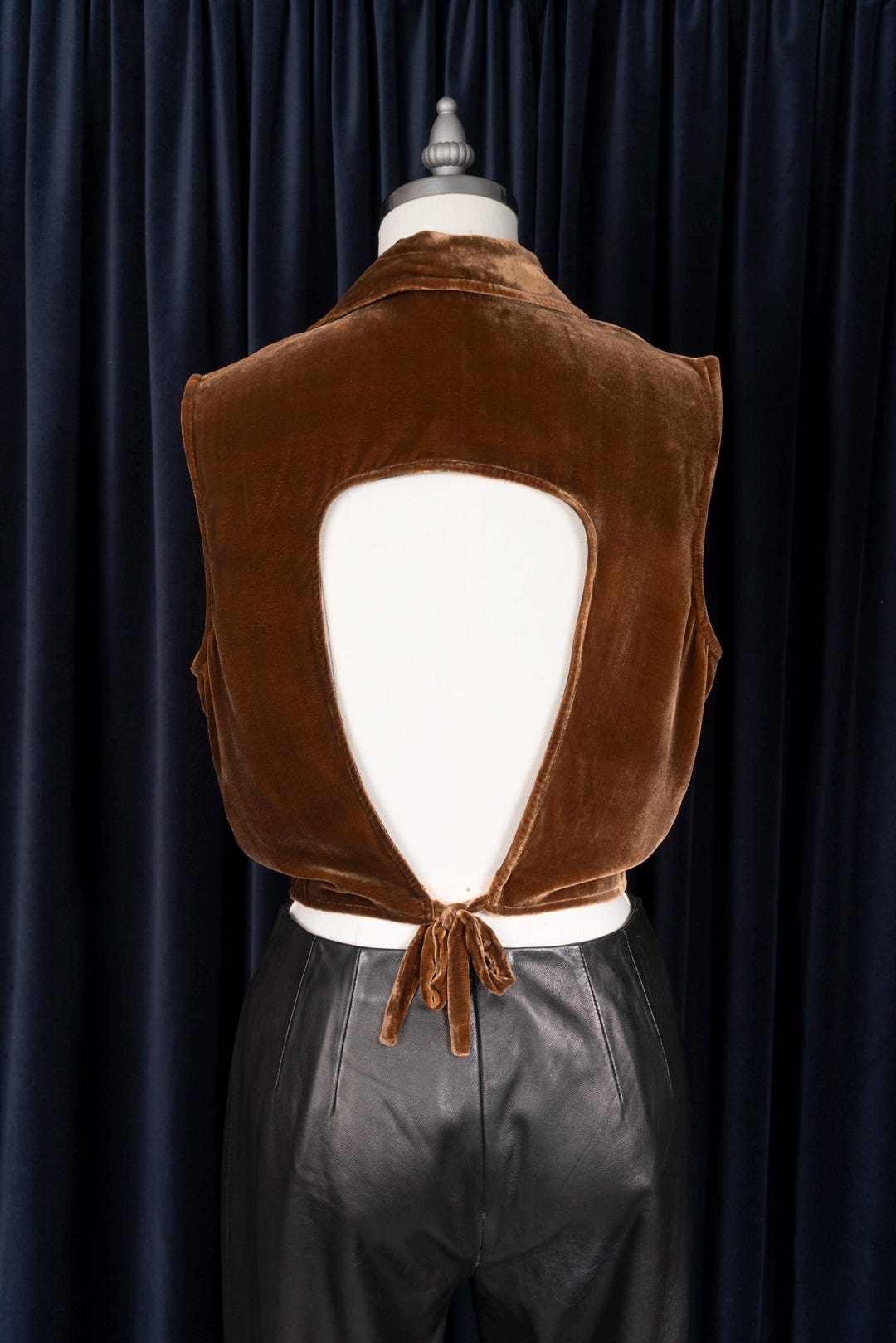 Early 90s Kenar Studio Brown Velvet Double Breasted Vest With Open Tie ...