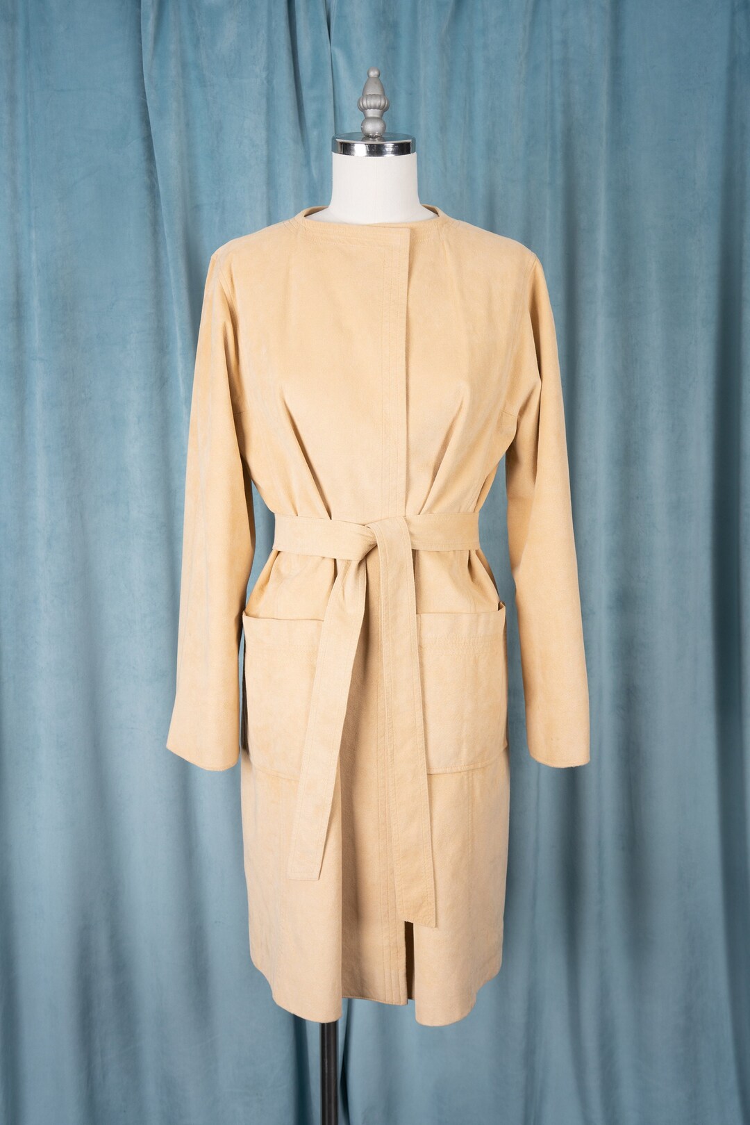 1970s Tan Ultrasuede Belted Overcoat With Large Pockets - Etsy