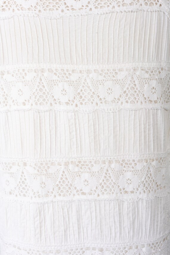 Spectacular 1970s Cotton Pintuck and Lace Mexican Wed… - Gem