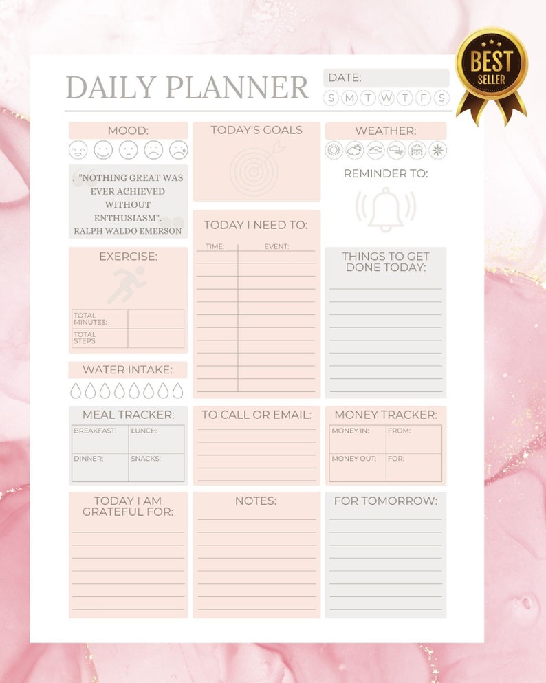 Printable ADHD Planner // Gray and Pink // Organizational Planner for ...