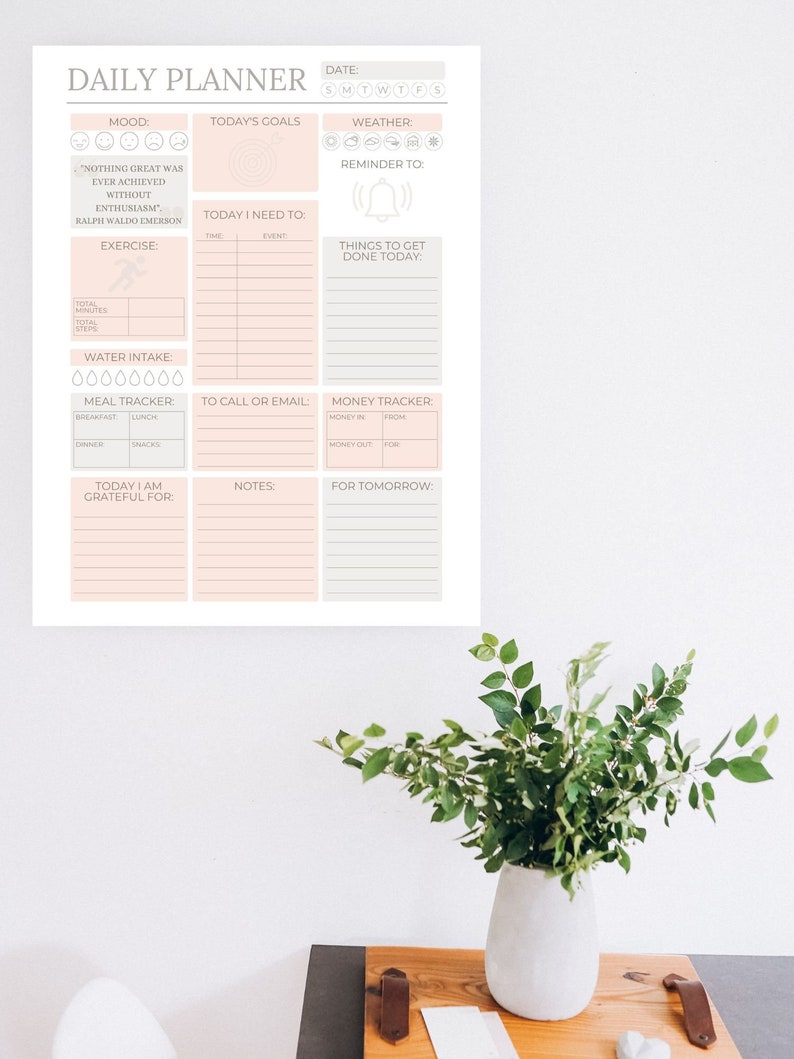 Printable ADHD Planner // Gray and Pink // Organizational Planner for ...