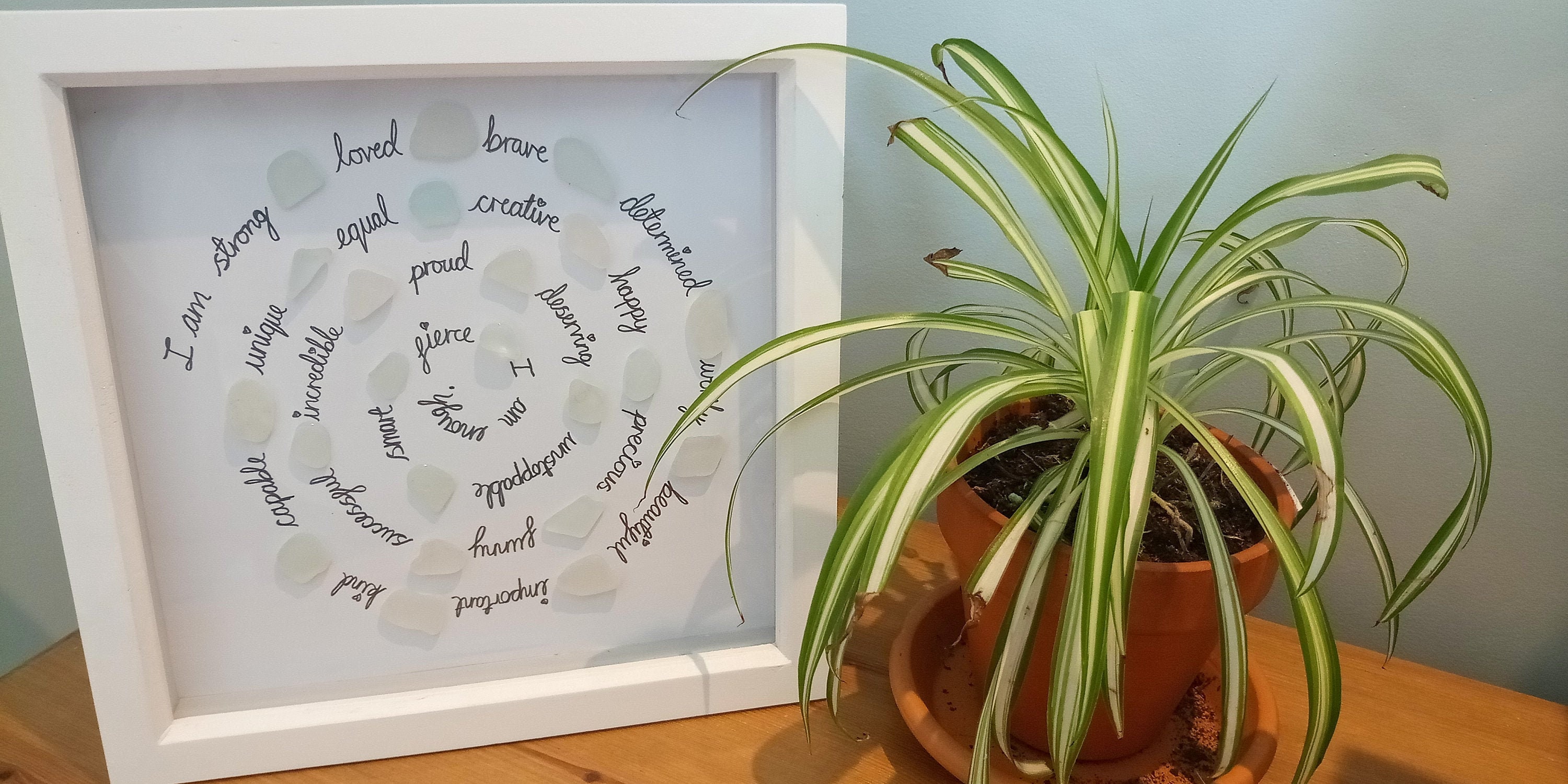 Positive Affirmation Frame, Motivational Handmade Wall Art, I Am Strong ...