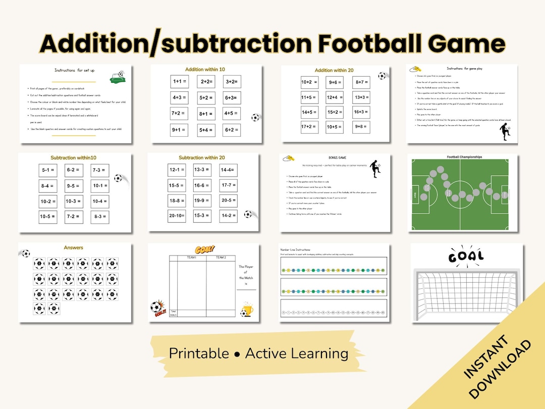 Addition & Subtraction Game | Active Maths Football Game | Fun ...