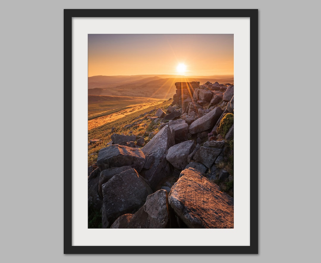 Stanage Edge Sunset, Peak District Print - Photographic Print, Canvas ...
