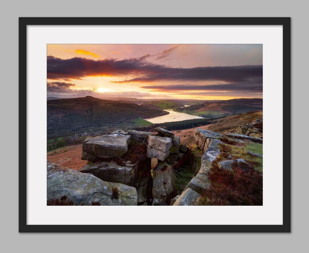 Bamford Edge Sunset, Peak District Print - Photographic Print, Canvas ...