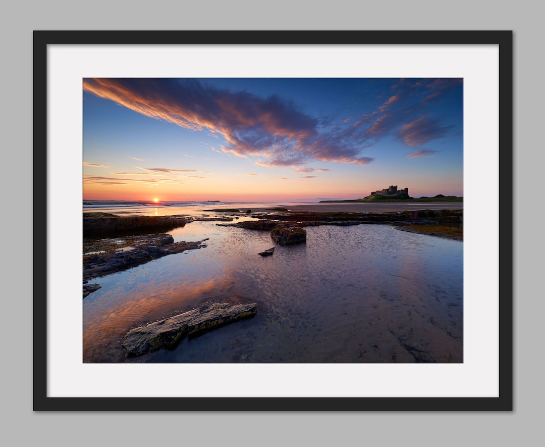 Bamburgh Castle First Light Print - Photographic Print, Canvas, Wall ...