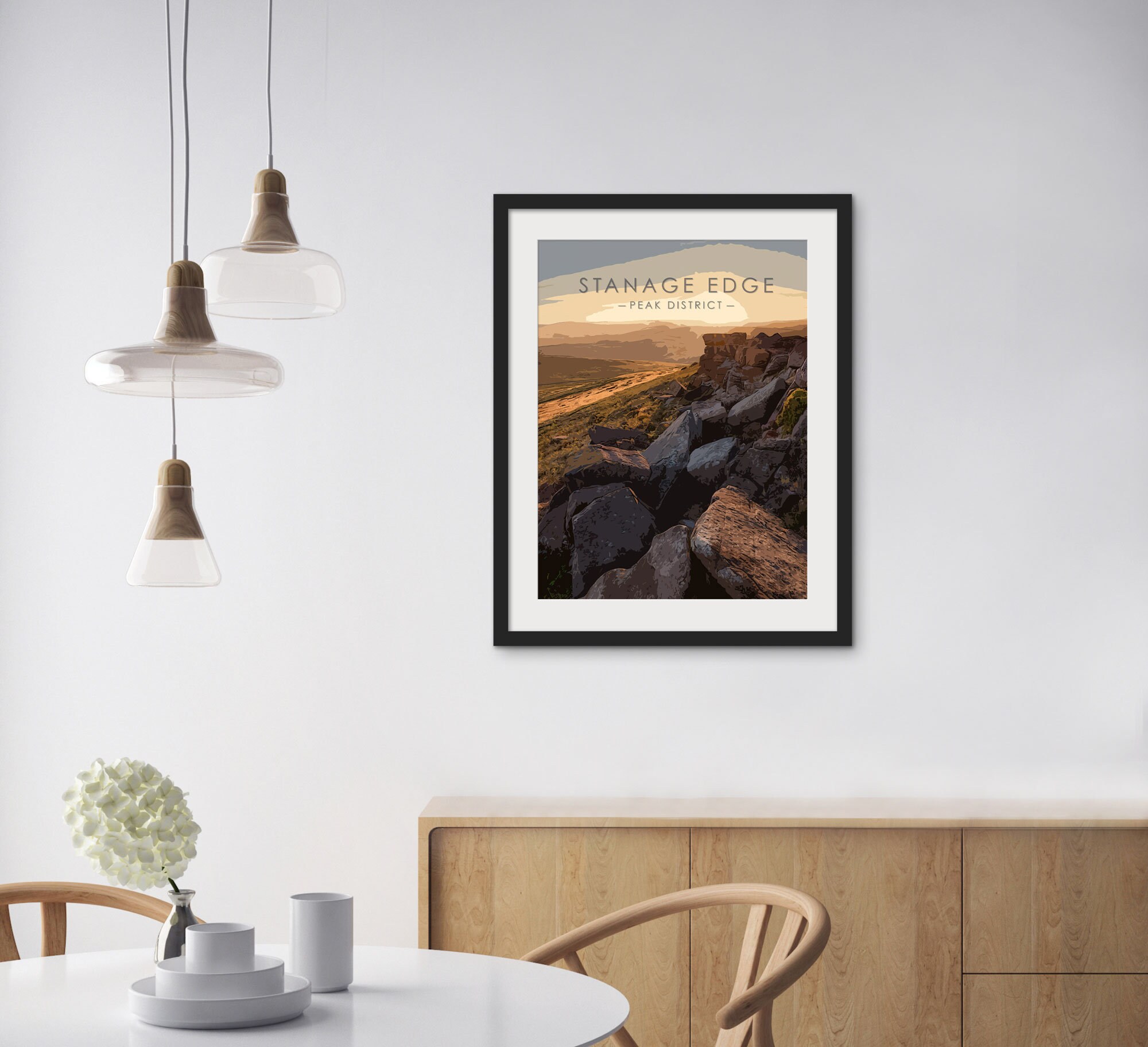 Stanage Edge Sunset Peak District Print Vintage Retro - Etsy