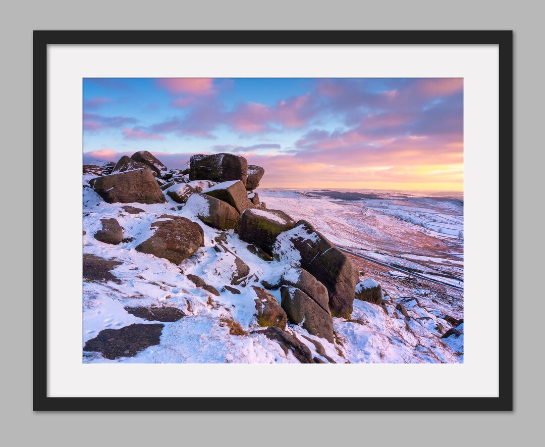 Stanage Edge Winter, Peak District Print Photographic Print, Canvas ...
