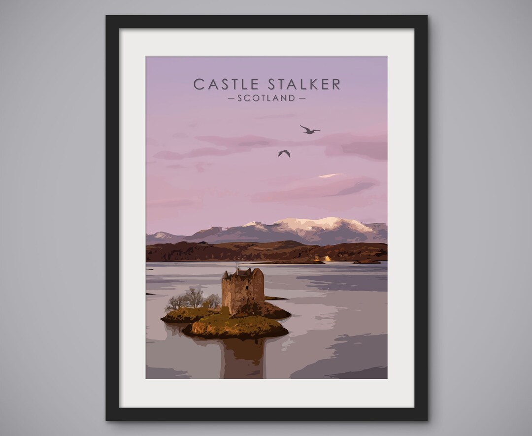 Castle Stalker Winter Print: Vintage Scotland Travel Poster - Etsy UK