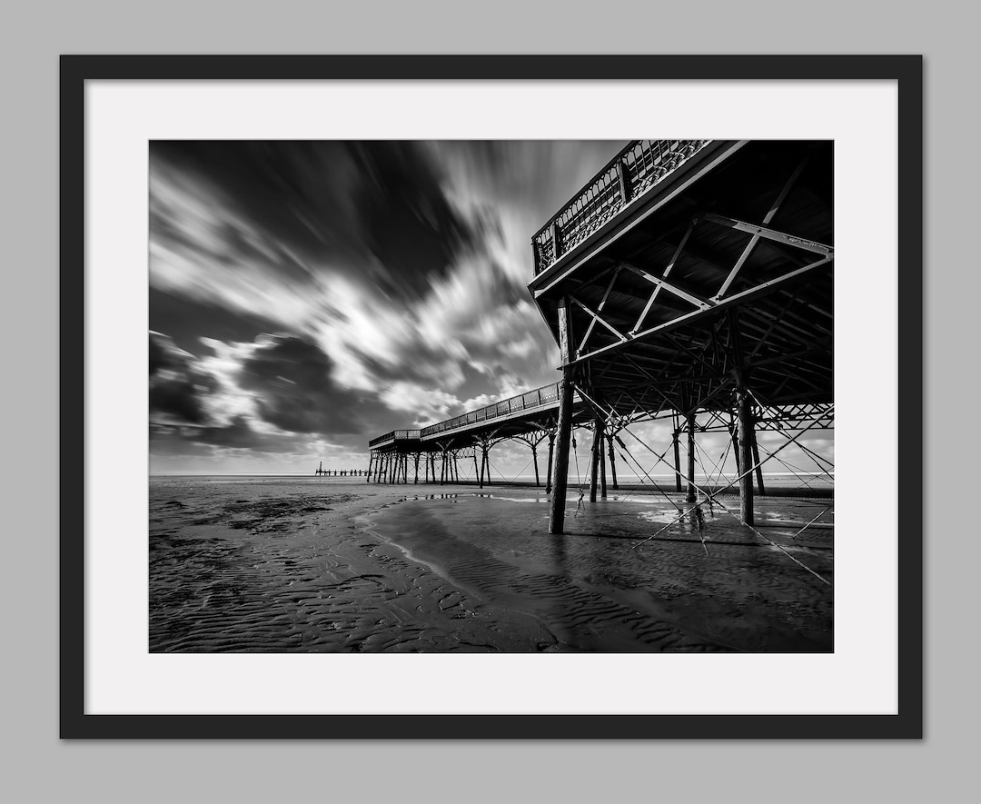 Lytham St Annes Pier Print: Lancashire Coast, Black and White Wall Art ...